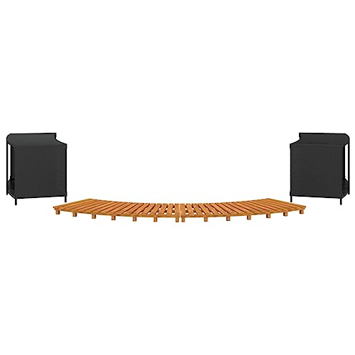 loibinfen Spa Surround Set with Cushions, Poly Rattan Outdoor Massage Hot Tub Frame with 2 Storage Shelf and 2 Spa Step, Patio Outdoor Hot Tub Surround, Black Poly Rattan and Solid Wood Acacia -AA