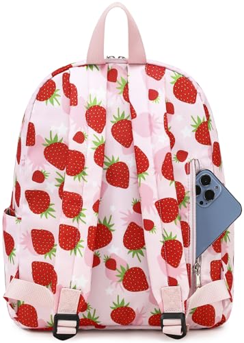 Women Girls Mini Backpack Teens Cute Small Backpack Purse Casual Travel School Bag (Strawberry)