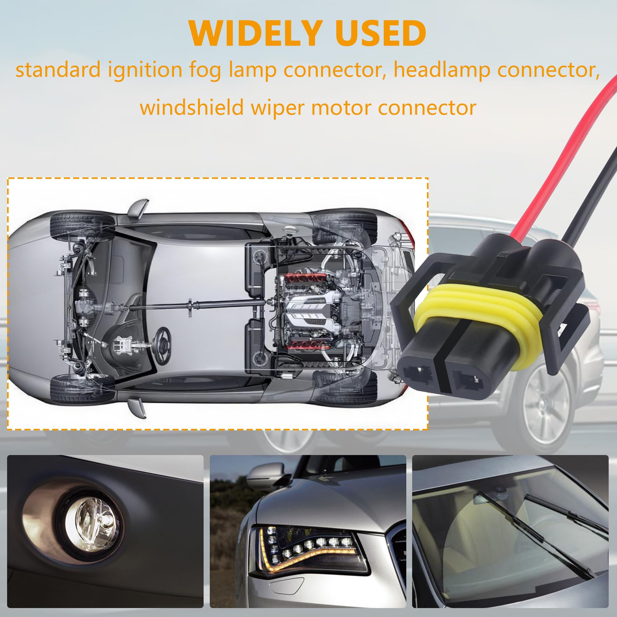 2 Pack H11 Headlight Wiring Harness Sockets,H11 Connector with Headlight Pigtail,Universal Fog Light Wiring Harness Connector Car Accessories for Most Cars SUVs Trucks