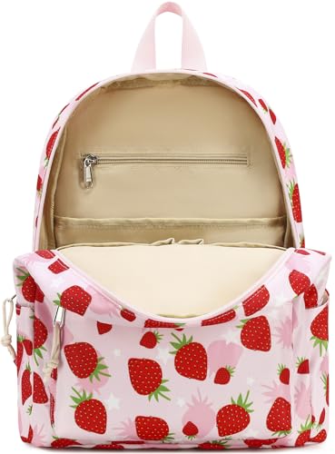 Women Girls Mini Backpack Teens Cute Small Backpack Purse Casual Travel School Bag (Strawberry)