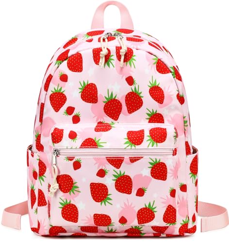 Women Girls Mini Backpack Teens Cute Small Backpack Purse Casual Travel School Bag (Strawberry)
