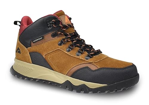 Ozark Trail Men's Redlined Waterproof Mid Hiker Boots (Tan Brown) (6)