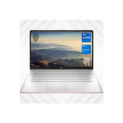 HP 2023 Premium 17.3" HD+ Touchscreen Business Laptop, Intel Core i7-1355U, NVIDIA GeForce MX550, 32GB RAM, 1TB SSD, Webcam, HDMI, Wi-Fi 6, Backlit Keyboard, Fingerprint Reader, Windows 11 Pro, Rose