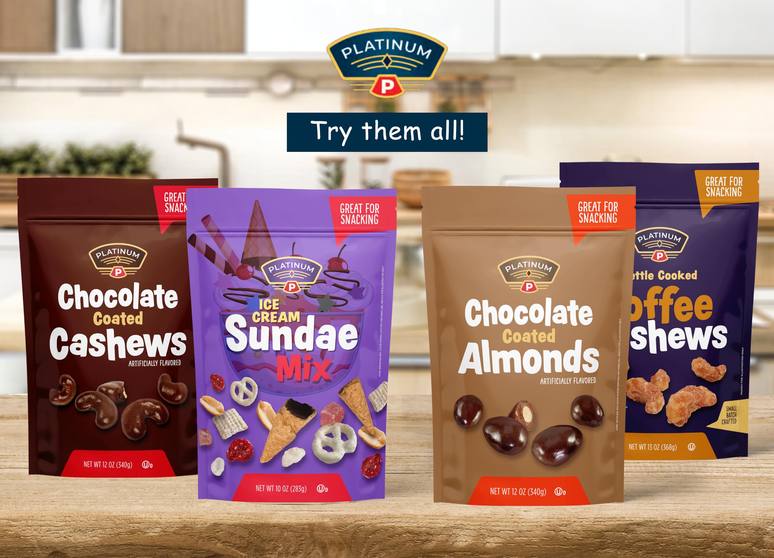 Platinum Ice Cream Sundae Trail Mix β A Decadent Blend of Nuts, Dried Fruits, Dark Chocolate Waffle Cones, Yogurt Pretzels & Corn Squares, Toasted Oats, and Dried Cranberries & Stawberries, Peanuts β 10 oz Resealable Pouch