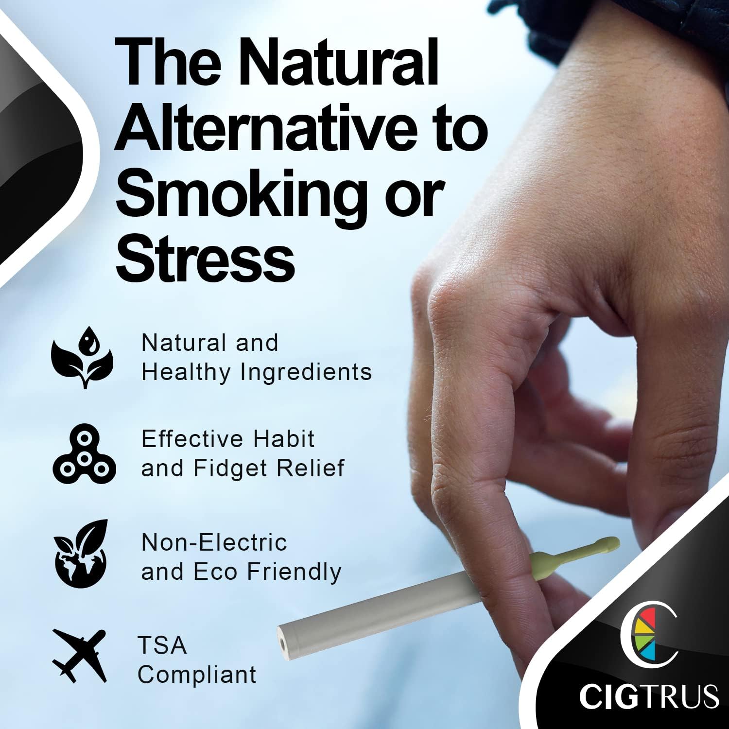 Craving Relief Inhaler - Natural Quit Smoking Substitute, Nicotine & Tobacco-Free, Cigtrus' Non-Electric Solution (ICY Peppermint)