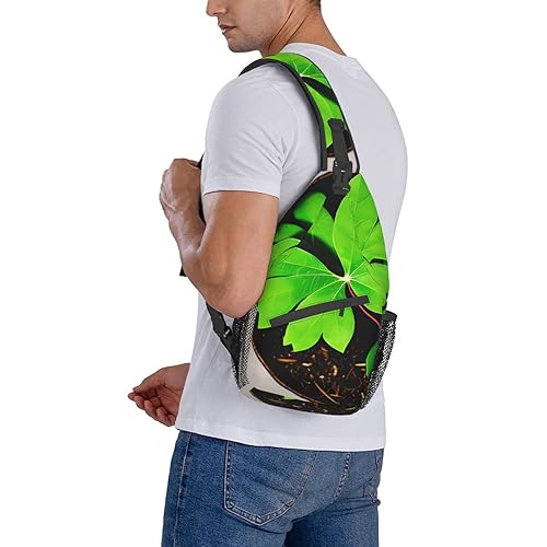 St Patricks Day Leaves High Storage Capacity Chest Bag Diagonally Sling Backpack Crossbody Shoulder Bag For Men Women