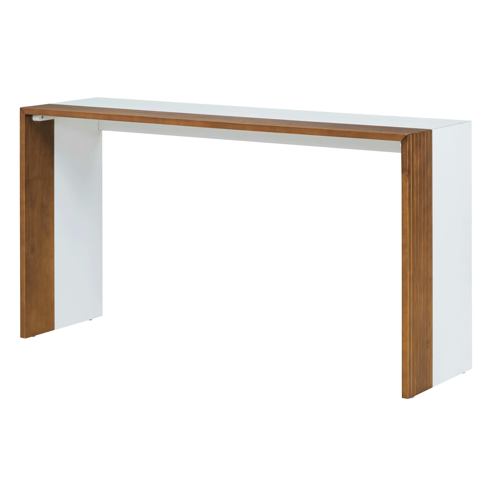 Color-Blocked Console Table, Modern Minimalist Style Sofa Table for Entrance, Hallwayand Living Room, White and Brown