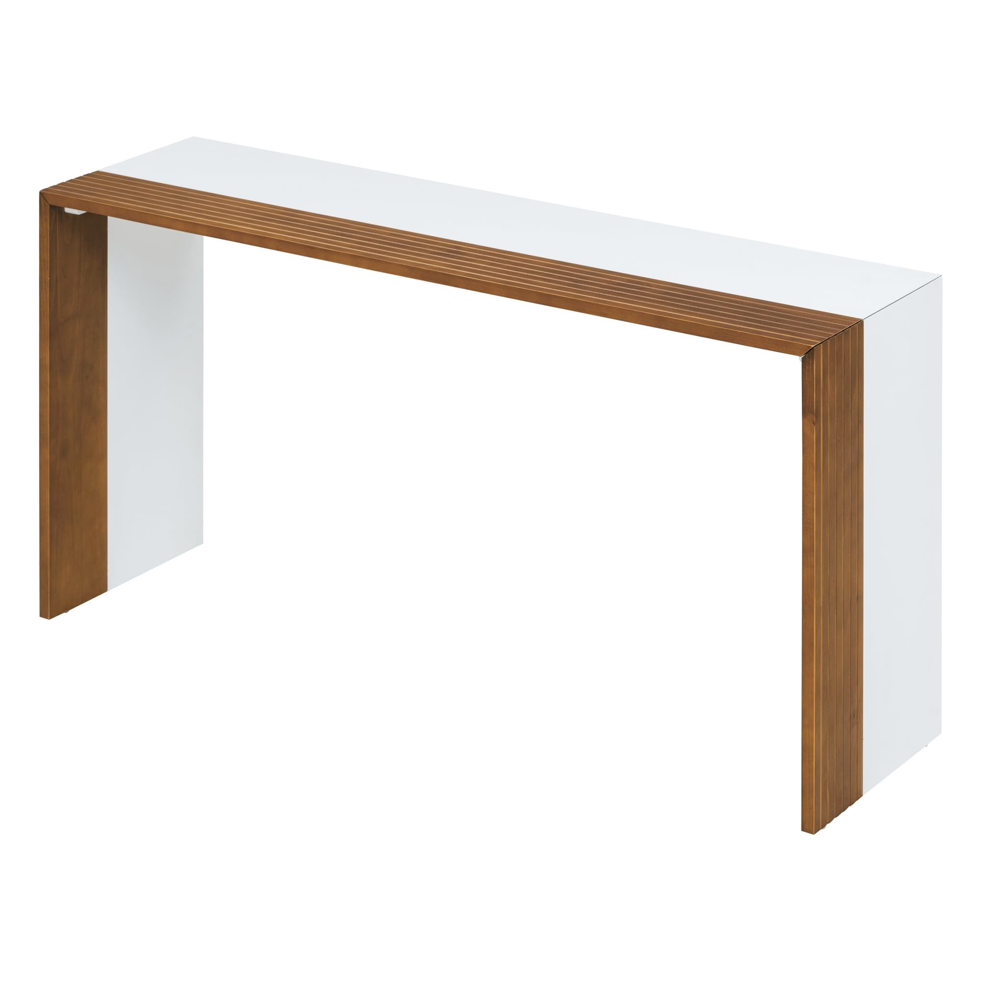 Color-Blocked Console Table, Modern Minimalist Style Sofa Table for Entrance, Hallwayand Living Room, White and Brown