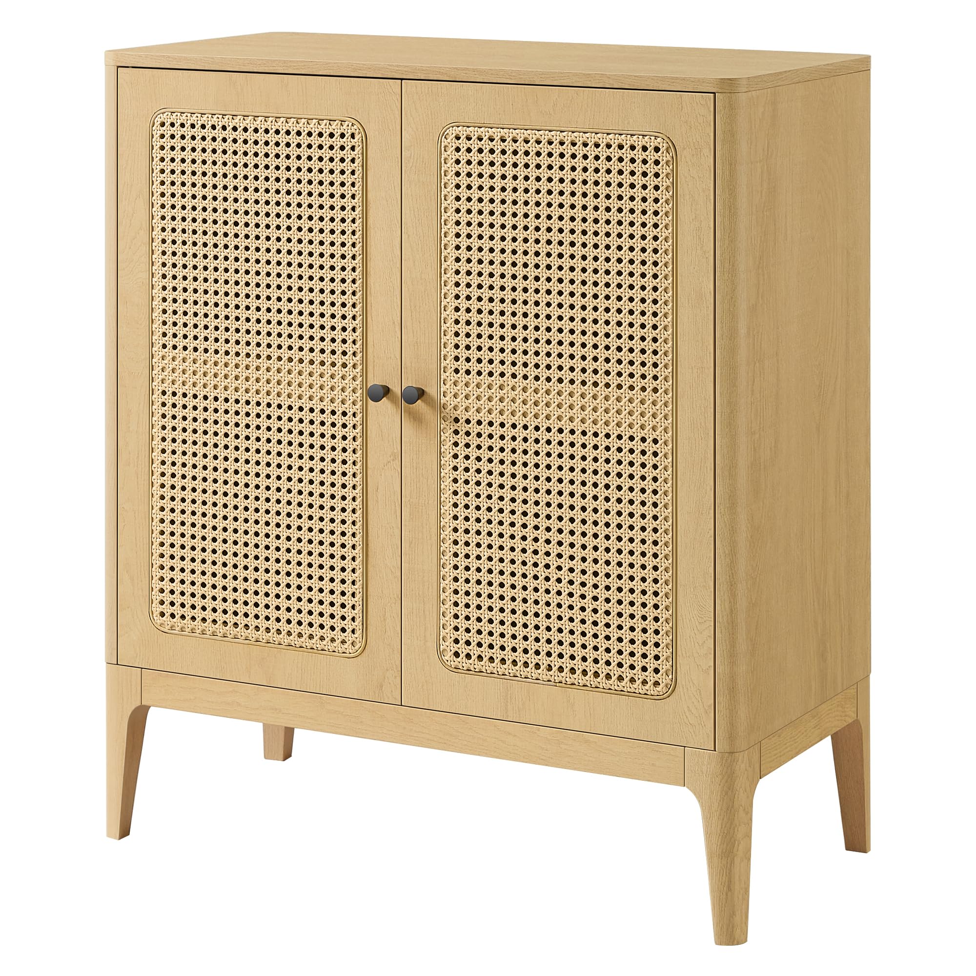 VASAGLE by SONGMICS HOME Rattan Sideboard Buffet Storage Cabinet - Kitchen Cupboard Server Console Table with Adjustable Shelves, 15.7 x 31.5 x 35.4 Inches for Entryway, Living Room, Natural