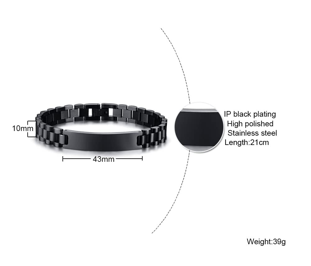 Enni of York Free Custom Engraving-Unisex 2 Tone Brushed Stainless Steel Emergency Adjustable Bracelet Wristband