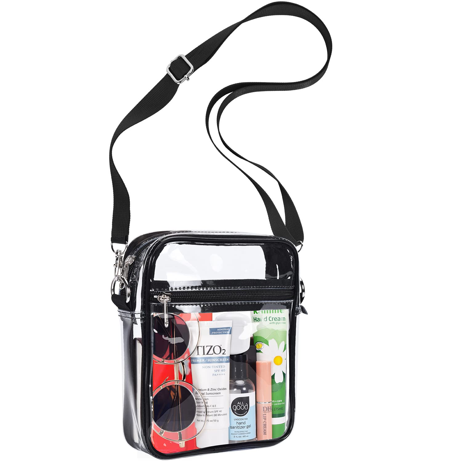 Bitjoy Clear Bag Stadium Approved Purse Transparent Plastic Crossbody Concert Bags for Women Men - See Through PVC Purse for Sports Events Amusement Park