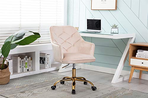 Gecheer Velvet Swivel Shell Chair for Living Room,Office Chair, Modern Leisure Arm Chair Beige