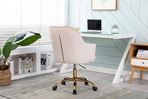 Gecheer Velvet Swivel Shell Chair for Living Room,Office Chair, Modern Leisure Arm Chair Beige