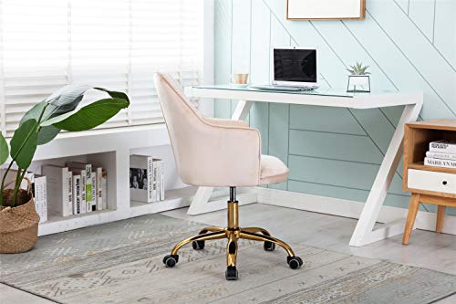 Gecheer Velvet Swivel Shell Chair for Living Room,Office Chair, Modern Leisure Arm Chair Beige