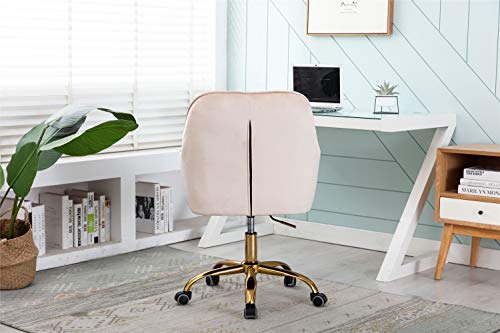 Gecheer Velvet Swivel Shell Chair for Living Room,Office Chair, Modern Leisure Arm Chair Beige
