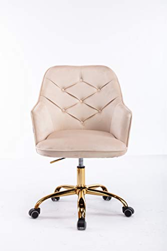 Gecheer Velvet Swivel Shell Chair for Living Room,Office Chair, Modern Leisure Arm Chair Beige