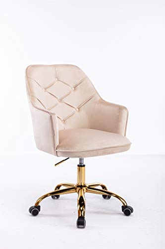 Gecheer Velvet Swivel Shell Chair for Living Room,Office Chair, Modern Leisure Arm Chair Beige