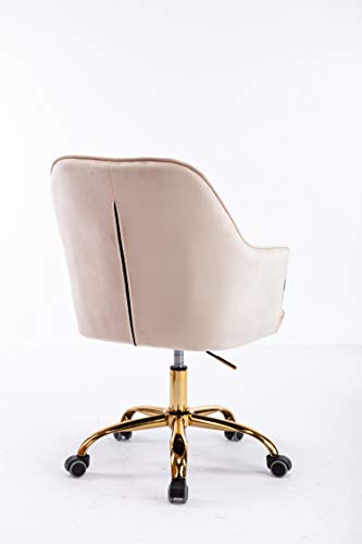 Gecheer Velvet Swivel Shell Chair for Living Room,Office Chair, Modern Leisure Arm Chair Beige