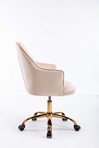 Gecheer Velvet Swivel Shell Chair for Living Room,Office Chair, Modern Leisure Arm Chair Beige