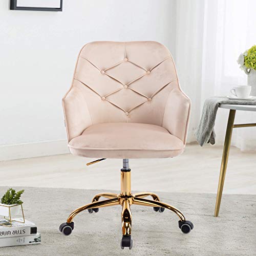 Gecheer Velvet Swivel Shell Chair for Living Room,Office Chair, Modern Leisure Arm Chair Beige