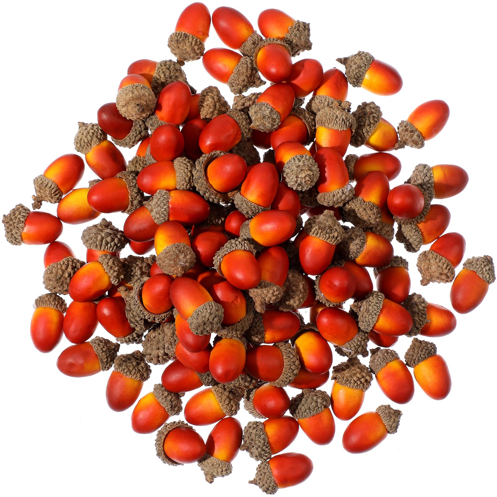 Pangda 60 Pack Artificial Acorns Lifelike with Acorn Cap for Crafts Simulation Mini Acorn for Thanksgiving Decoration Christmas Tree DIY Wedding House Decor(Orange)
