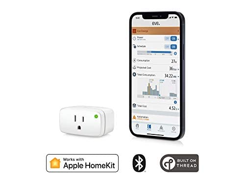 Eve Energy 2 Pack - Smart Plug & Power Meter with Built-in Schedules, Switch a Connected lamp or Device on & Off, Voice Control, no Bridge, Bluetooth Low Energy, Apple HomeKit, Bluetooth, Thread