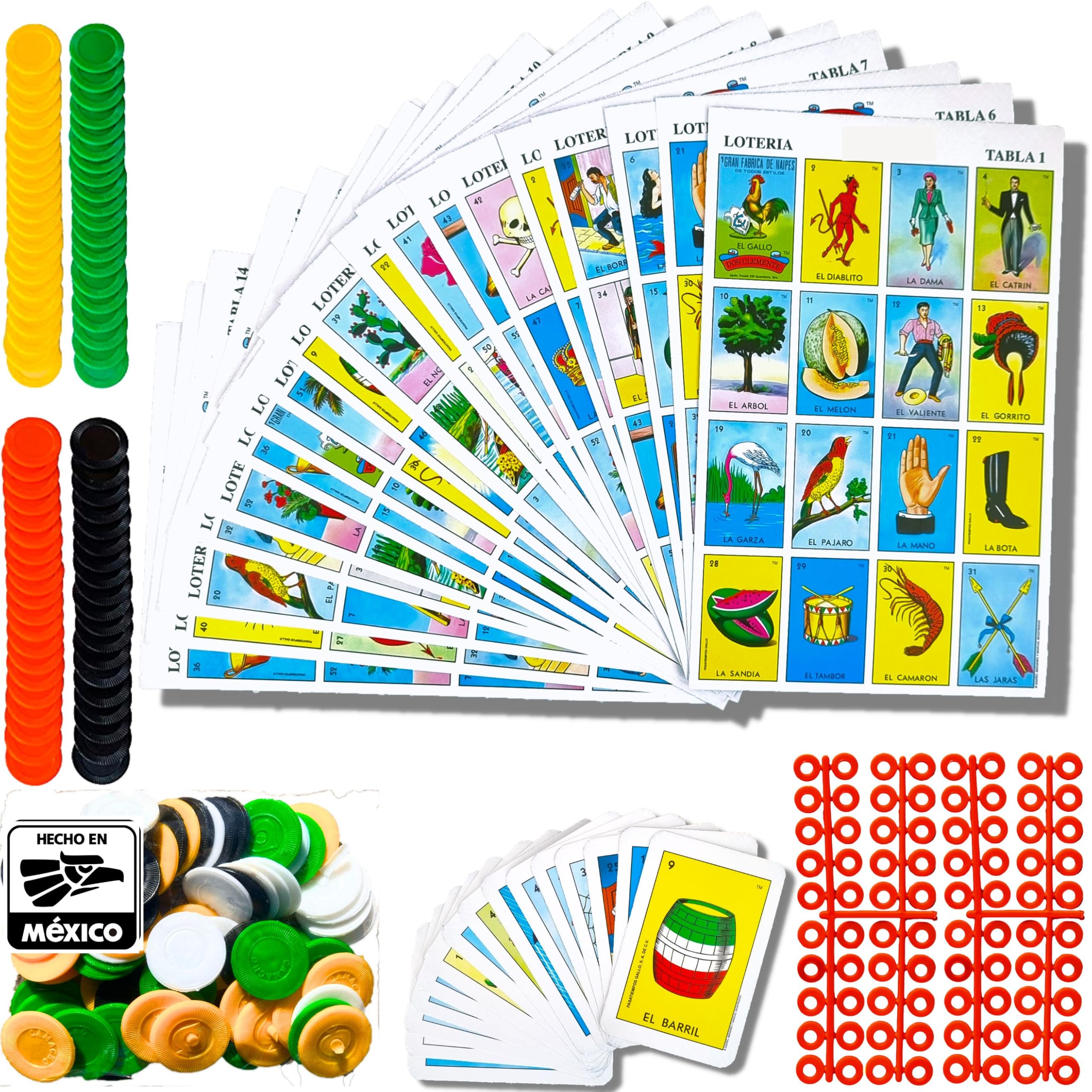 The Original Loteria Mexican Bingo Game with 100 bingo chips for 20 Players Game for Adults - loteria de lujo mexicana - loteria mexicana - Juegos de mesa - spanish games Mexican bingo loteria game