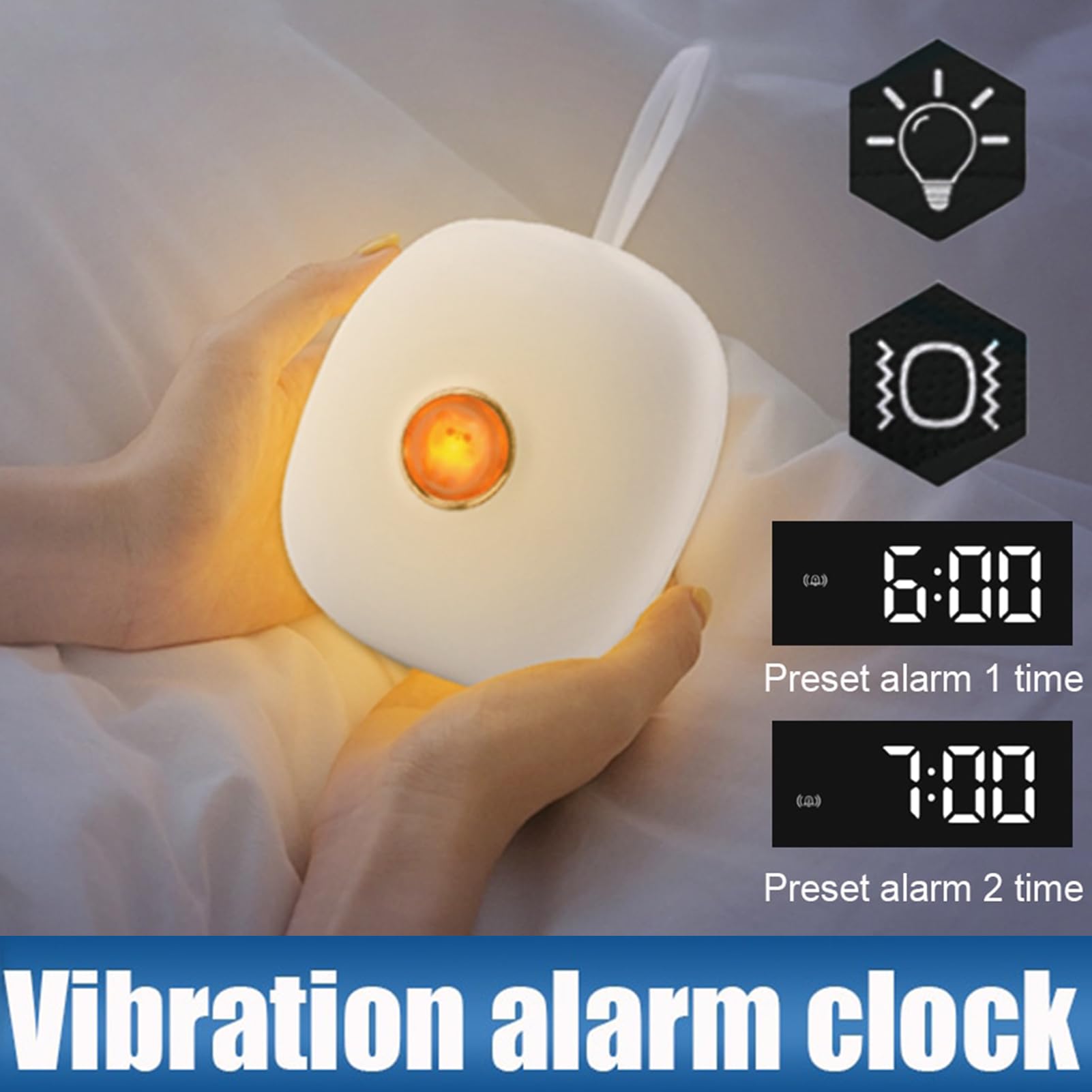 Extra Loud Vibrating Alarm Clock, Extra Loud Vibrating Alarm Clock with Bed Shaker, Cute Battery Operated Loud Alarm Clock for Heavy Sleepers, Hard of Hearing Deaf, Teens