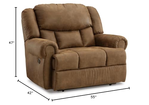 Signature Design by Ashley Boothbay Classic Faux Leather Manual Oversized Recliner, Dark Brown