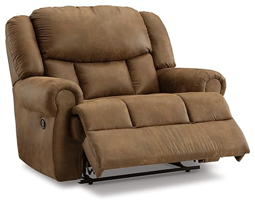 Signature Design by Ashley Boothbay Classic Faux Leather Manual Oversized Recliner, Dark Brown