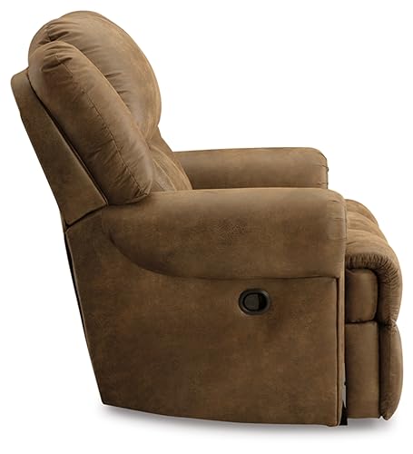 Signature Design by Ashley Boothbay Classic Faux Leather Manual Oversized Recliner, Dark Brown