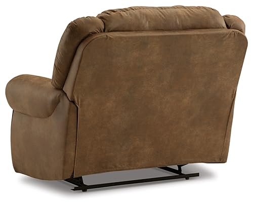 Signature Design by Ashley Boothbay Classic Faux Leather Manual Oversized Recliner, Dark Brown