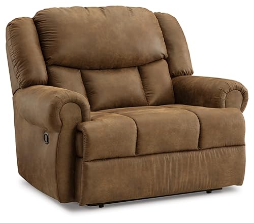 Signature Design by Ashley Boothbay Classic Faux Leather Manual Oversized Recliner, Dark Brown