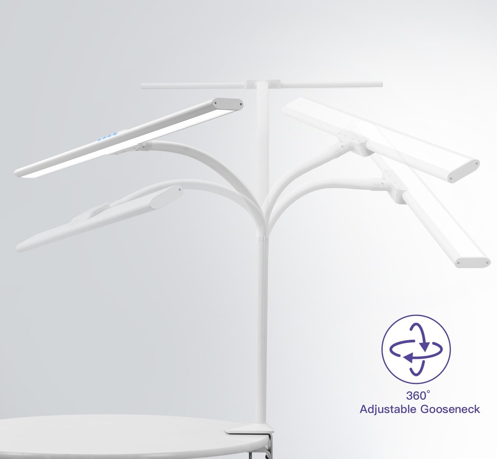 24W Gooseneck Clamp Light for Home Office, 4 Color Modes Dimmable Table Lamp and Stepless Dimming, Modern Architect Desk Lamp for Studio Reading Home Study (Color : White)