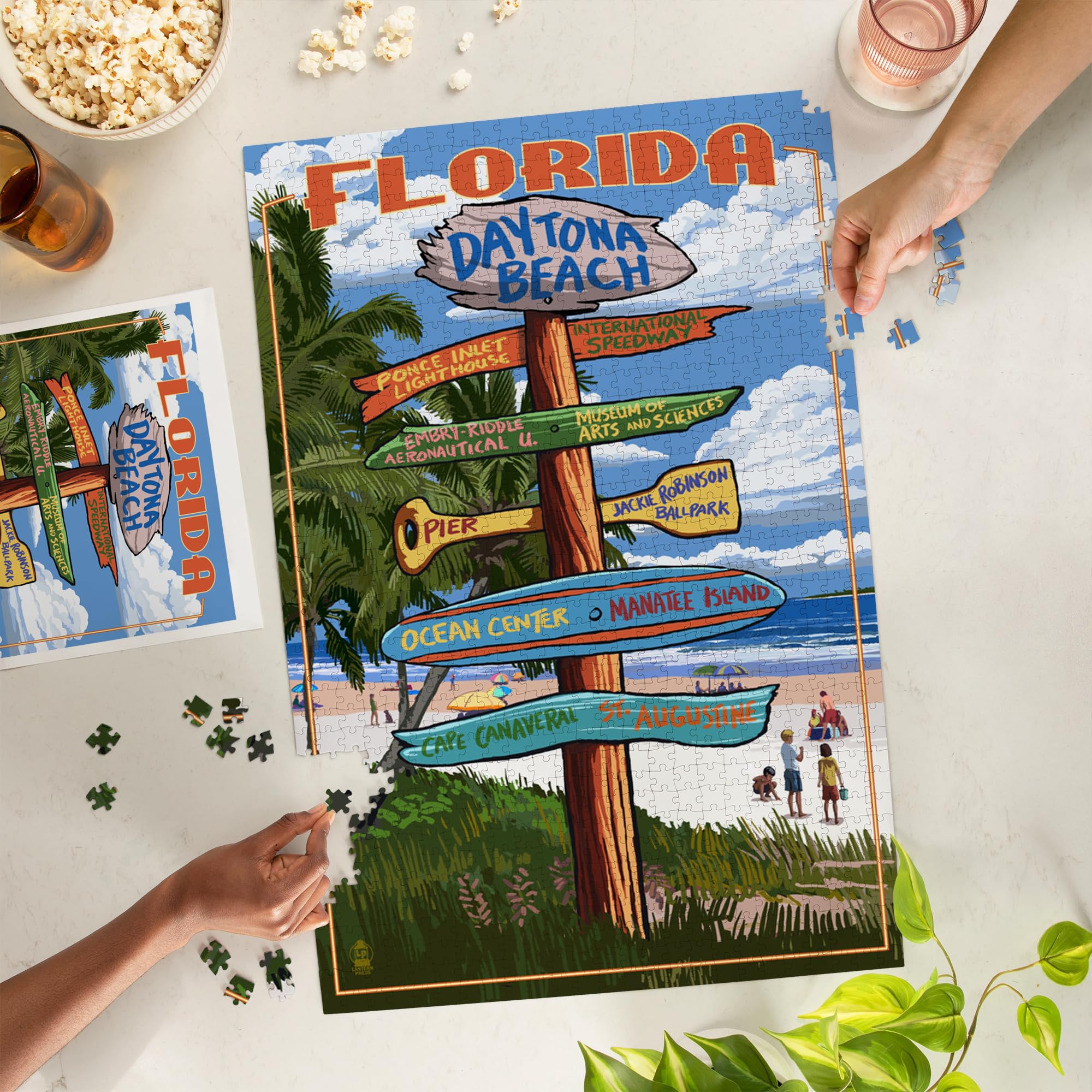 Daytona Beach, Florida, Destinations Sign (1000 Piece Puzzle, Challenging Jigsaw Puzzle for Adults, Made in USA)