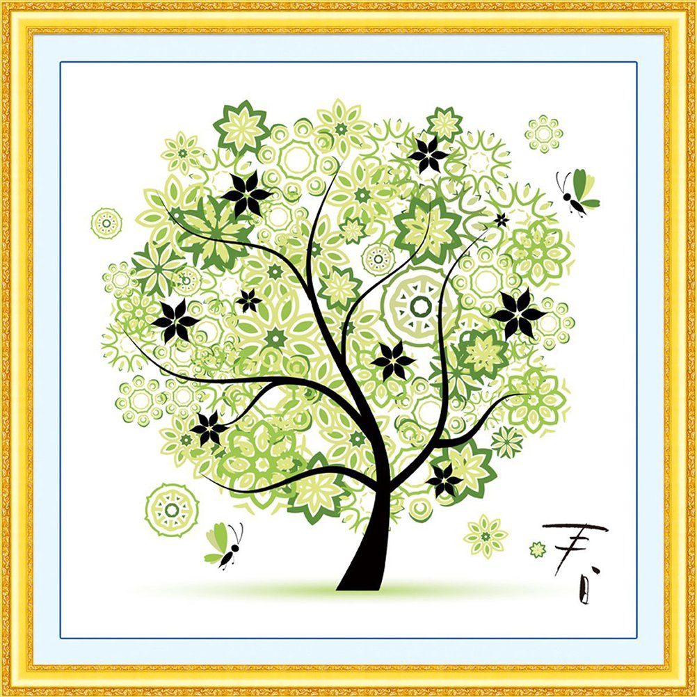 VILLCASE Embroidery Kits Embroidery kit for Adults Stitching kit Embroidery Lucky Tree kit Beginners Cross kit Needlework Sewing Craft Cross Stitch Tree Embroidery Tree Cross Stitch Pattern