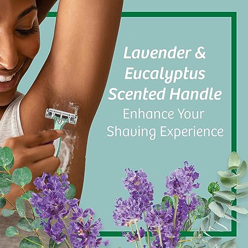 BIC Soleil Escape Women's Disposable Razor 3 Blade Set, Moisture Strip With Almond Oil, Lavender and Eucalyptus Scented Handles, Includes Bonus Caramel Apple, 8 Razors
