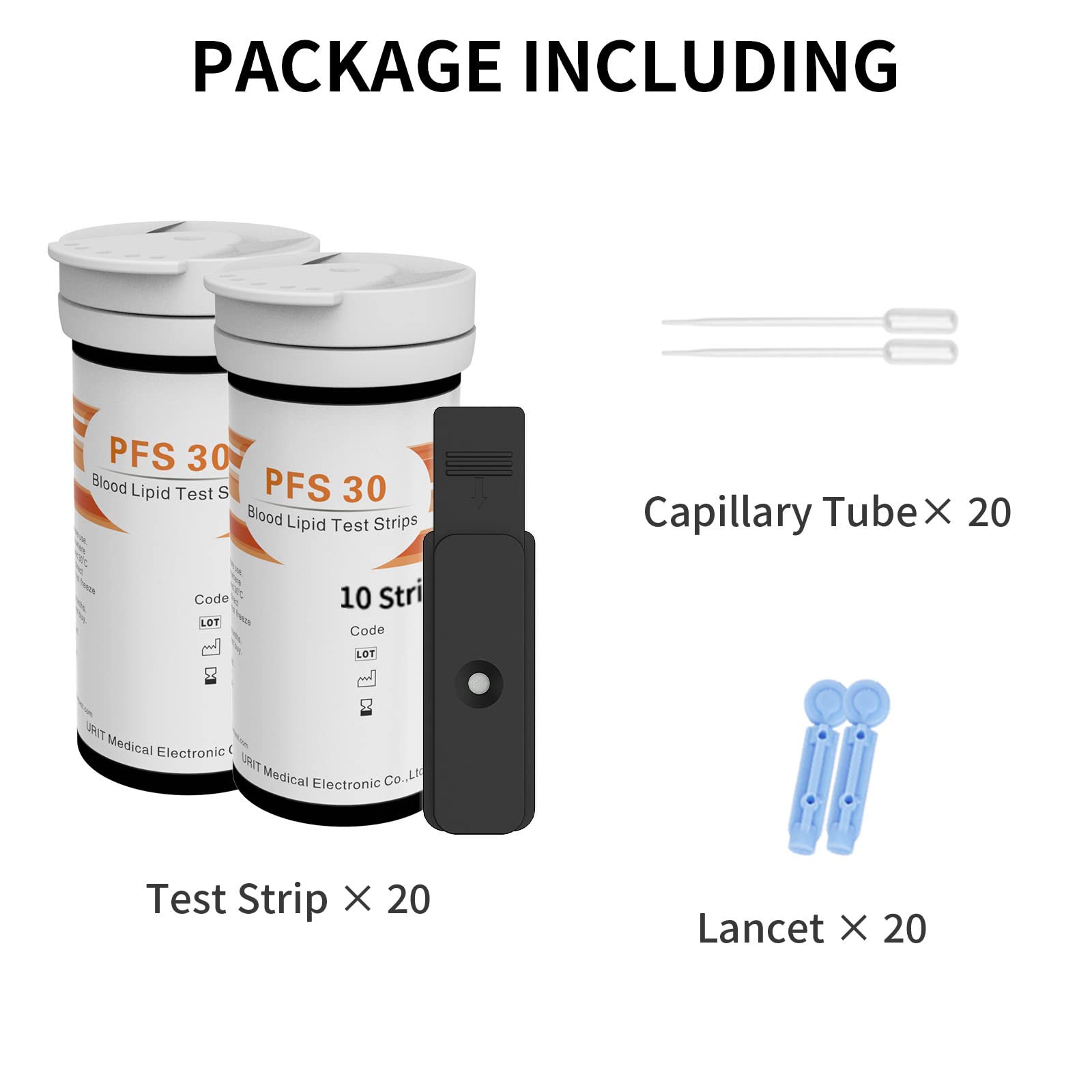 URIT 20 Test Strips (Test Strips Only) for Home Use 5 in 1 Lipid Test Meter Cholesterol Test Machine (All-in-One 20ea x Profile Cholesterol Test Strips Included)