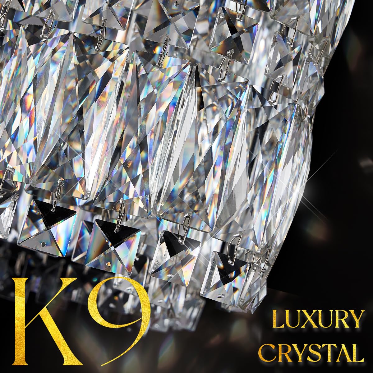 Poemoon Modern Crystal LED Chandelier 32ββ with Remote Control Dimmable 3000-6500K Contemporary Chrome Luxury Chandeliers Light Fixture for Living Dining Room Bedroom Kitchen Island Foyer Entryway