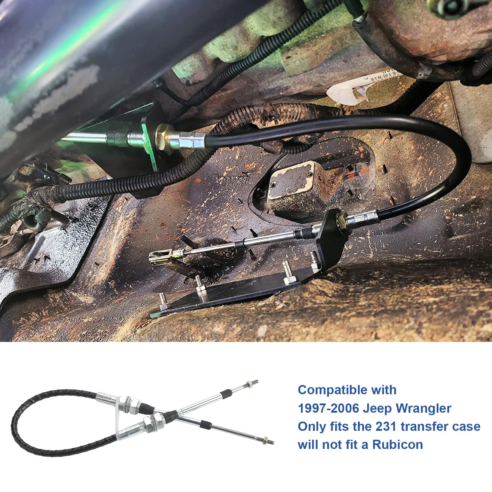 Upgrade Transfer Case Cable Shift Linkage Compatible with Jeep Wrangler TJ 4WD 1997-2006 jeep Heavy Duty Tansfer Case Shift Cable Conversion Kit