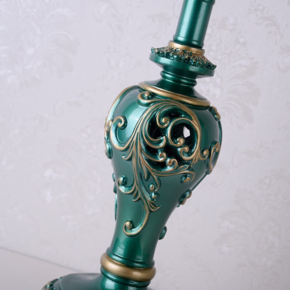 GaRcan Victorian Style Table Lamp, Traditional Handmade Fabric Lampshade Bedroom Bedside Lamp Resin Sculpture Lamp Body Desk Lamp for Living Room Study Reading Lamp