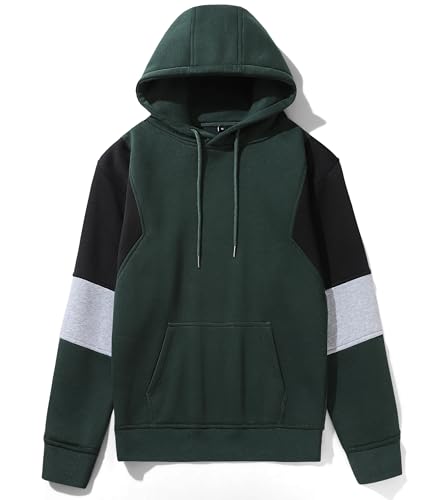 HYPESTFIT Mens Novelty Color Block Hoodie Fleece Pullover Casual Hooded Sweatshirt
