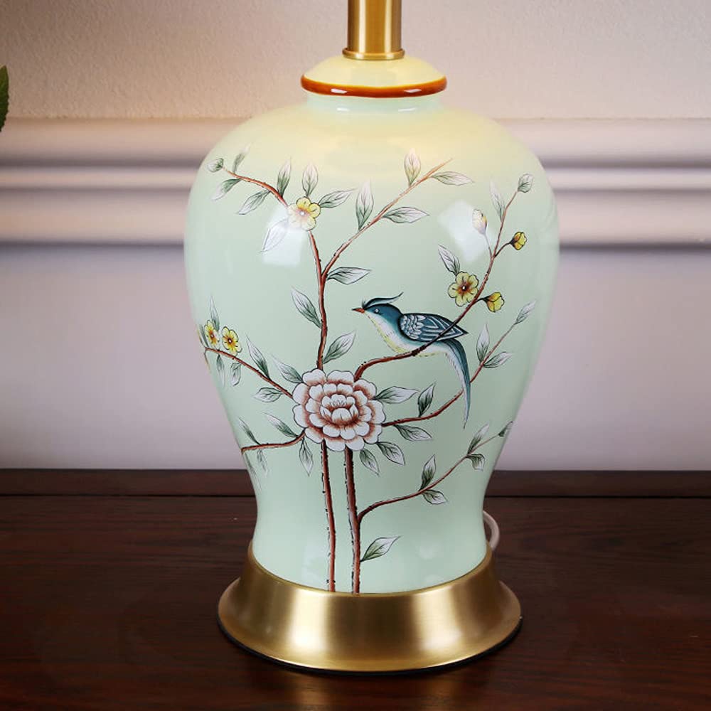 GaRcan Large Oriental Ceramics Table Lamp Creative Handmade Painting Table Lamps China Antique Vase Bedroom Desk Lamp Large Table Lamps for Living Room End Table