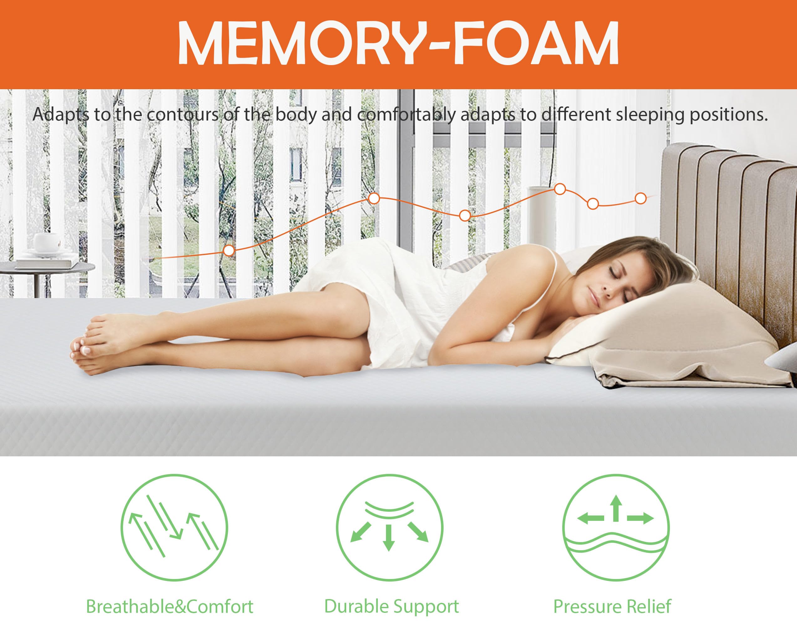 Green Tea Full Size Mattress, 6 Inch Gel Memory Foam Cooling Pad, CertiPUR-US Certified for Kids/Adults, Bed-in-a-Box, Pressure Relieving