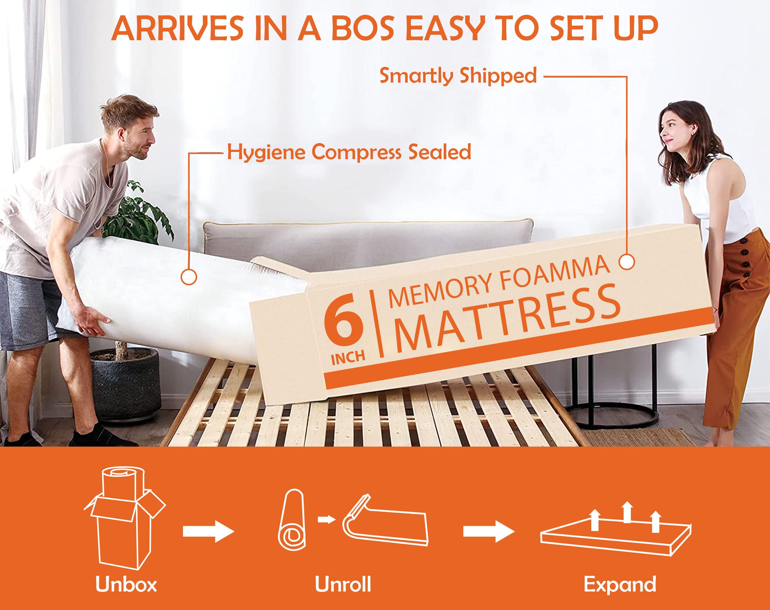 Green Tea Full Size Mattress, 6 Inch Gel Memory Foam Cooling Pad, CertiPUR-US Certified for Kids/Adults, Bed-in-a-Box, Pressure Relieving