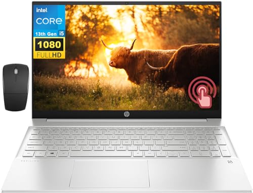 HP Pavilion 15.6" Touchscreen Laptop, FHD IPS Display, 13th Gen Intel Core i5-1335U, 64GB RAM, 1TB SSD, Intel Iris Xe Graphic, Business & Student, Full-Size Backlit Keyboard, WiFi 6, Windows 11Home
