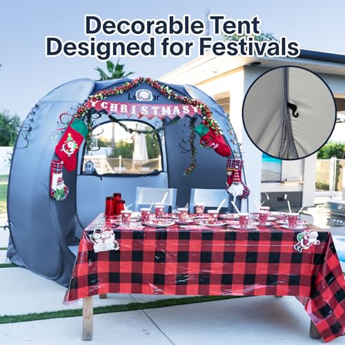 Leedor 10' x 10' Decor Tent Event Tent Pop Up Outdoor Tent Canopy Parties,Four Season Tent Hexagon Patio Tent,UPF 50+ Backyard Family Tent,Lightweight,Easy Setup(Gray,Not Waterproof) (9220G6)