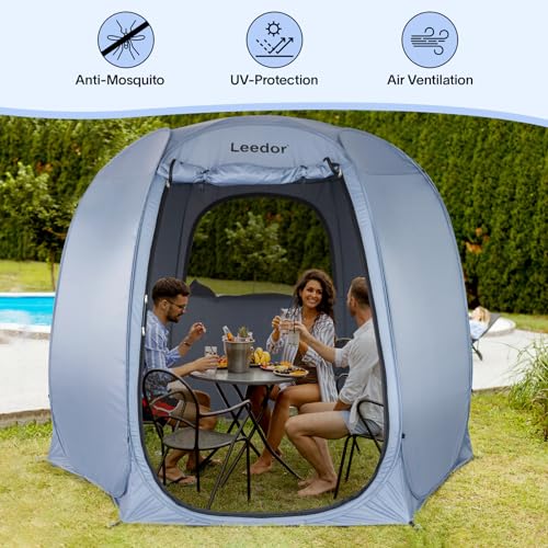 Leedor 10' x 10' Decor Tent Event Tent Pop Up Outdoor Tent Canopy Parties,Four Season Tent Hexagon Patio Tent,UPF 50+ Backyard Family Tent,Lightweight,Easy Setup(Gray,Not Waterproof) (9220G6)