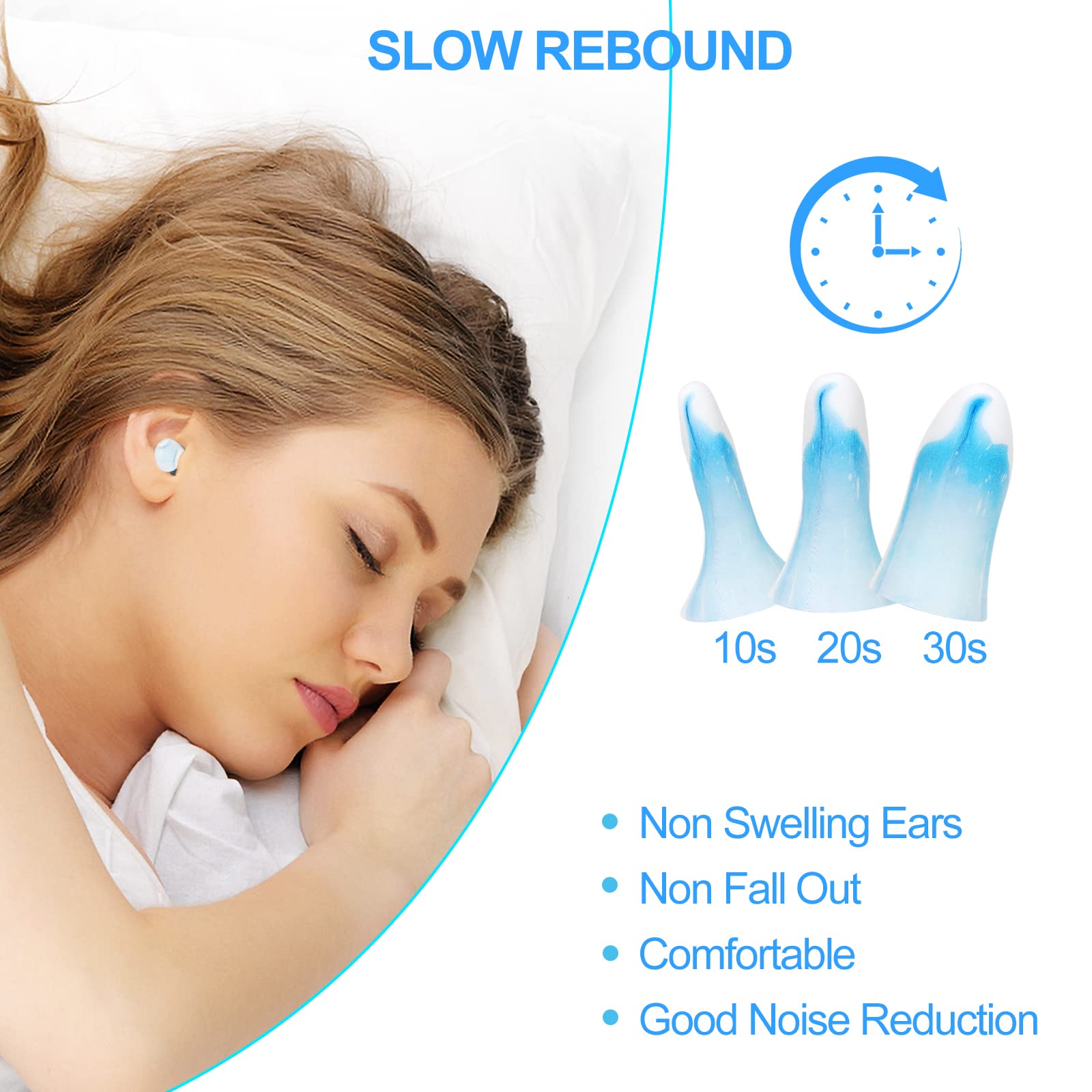 Ear Plugs for Sleeping Noise Cancelling - Hush Plugz 10 Pairs 40db Foam Earplugs Noise Reduction, Reusable and Ultra Soft Hearing Protection for Snoring, Work, Shooting and All Loud Events
