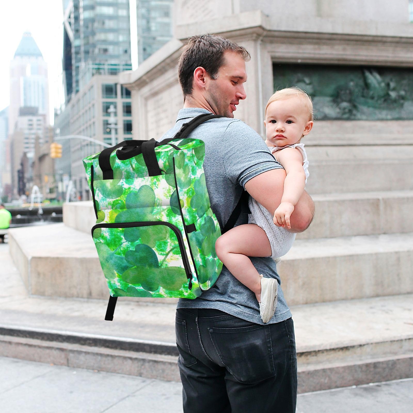 St Patricks Day Diaper Bag Backpack for Baby Boys Girls Multifunction Baby Essentials Travel Tote with Stroller Straps & Bottle Storage Nappy Changing Bag for Dads Moms Hiking Shopping Traveling